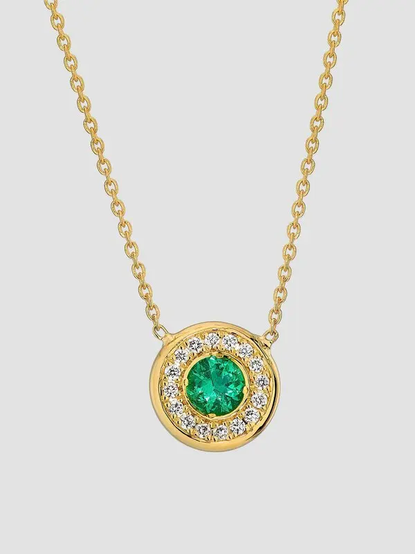 Roberto Coin Tiny Treasures 18k Yellow Gold & 0.07 Tcw Diamond Halo Pendant Necklace - Emerald