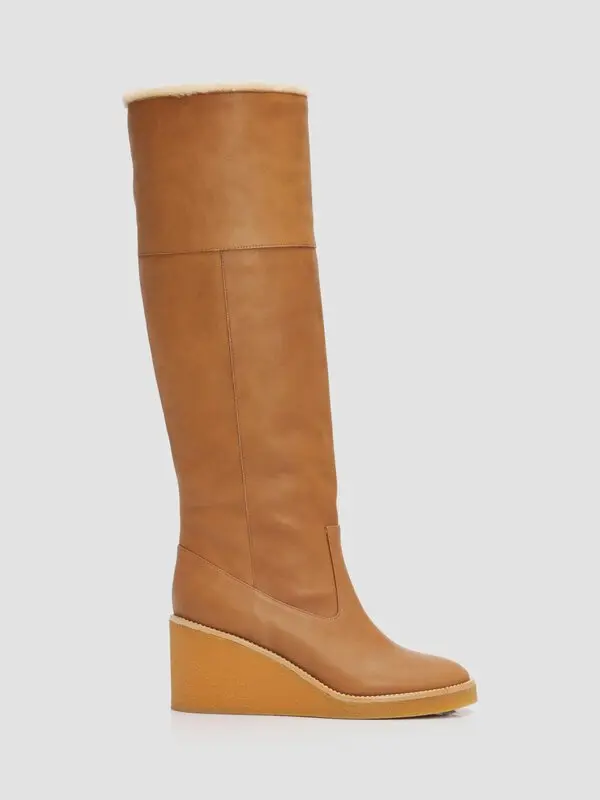 ODISSI Alma Shearling-lined Leather Boots - Tan