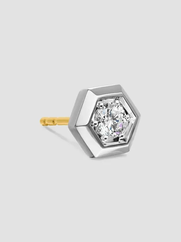 David Yurman Faceted Hex Stud Earring In Sterling Silver - Diamond