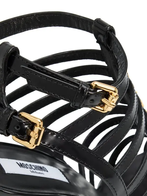 Moschino Lettering 100mm Leather Sandals