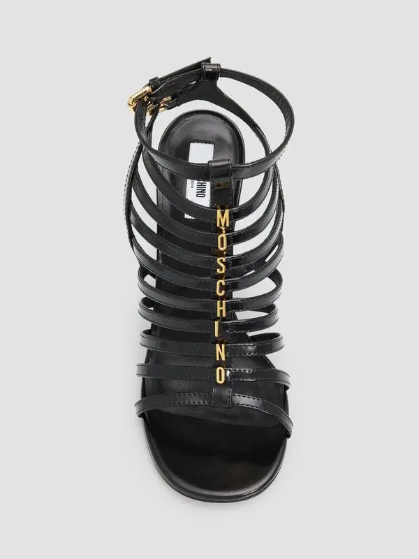 Moschino Lettering 100mm Leather Sandals