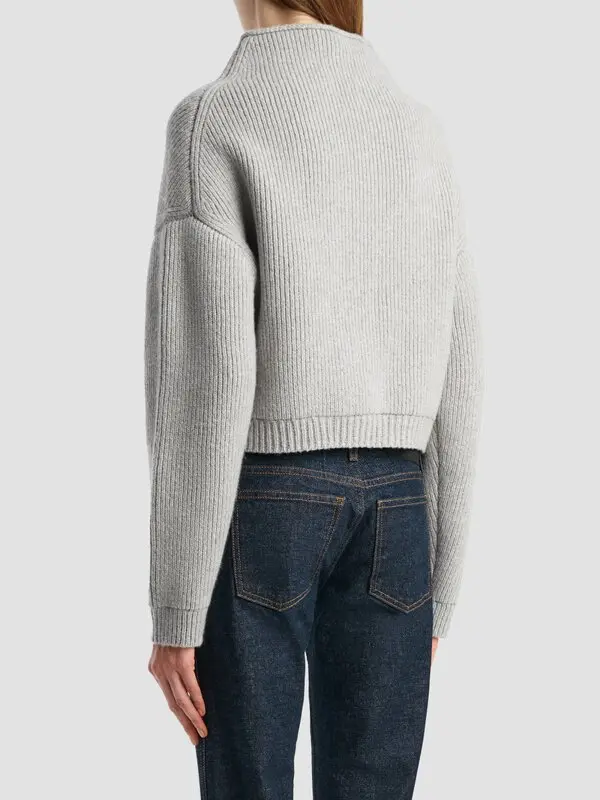 Khaite Marjorie Rib-knit Cashmere Funnel-neck Cardigan