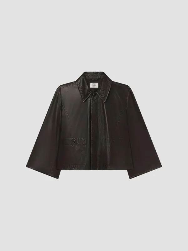 FRAME Swing Mini Paper Leather Jacket - Chestnut