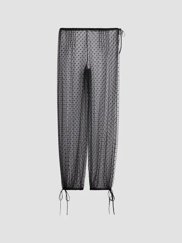 Kiki De Montparnasse Merci Polka Dot-embroidered Tulle Cover-up Pants - Black