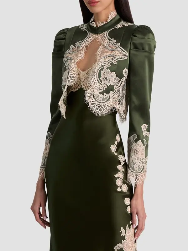 Alice + Olivia Thomasina Lace-trim Crop Jacket