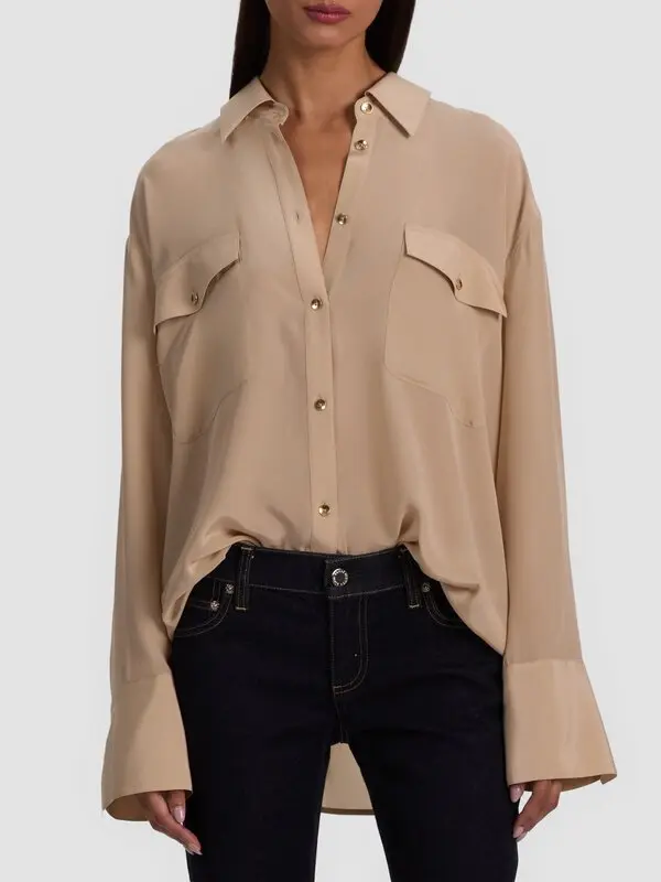Alice + Olivia Finely Silk Oversized Shirt