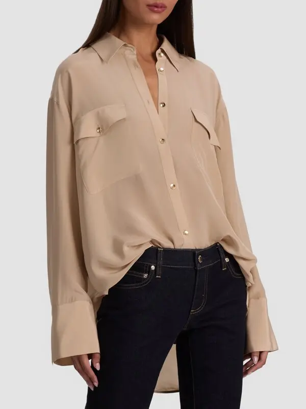 Alice + Olivia Finely Silk Oversized Shirt