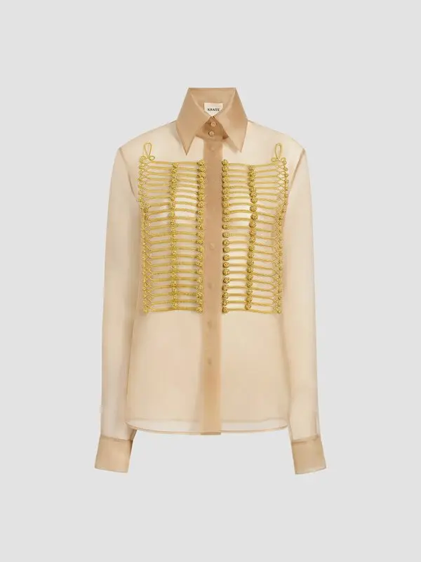 Khaite Ivy Pankou Knot-embellished Semi-sheer Silk Blouse