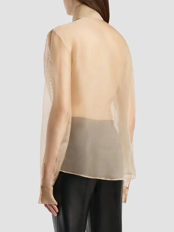 Khaite Ivy Pankou Knot-embellished Semi-sheer Silk Blouse