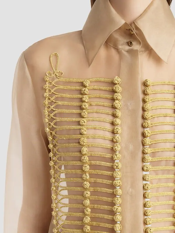 Khaite Ivy Pankou Knot-embellished Semi-sheer Silk Blouse