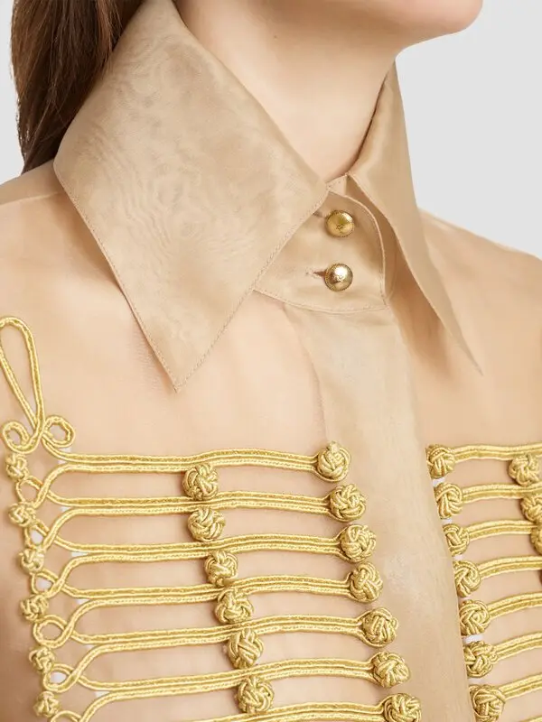 Khaite Ivy Pankou Knot-embellished Semi-sheer Silk Blouse