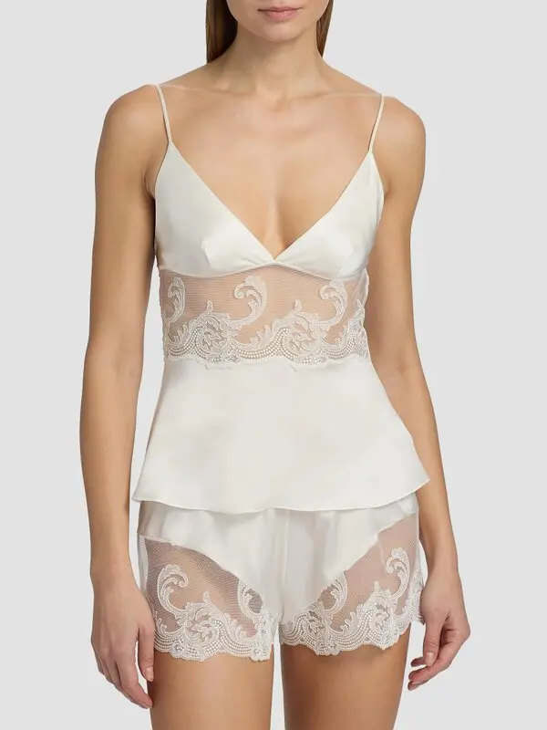 Kiki De Montparnasse Voltaire Lace-embellished Silk Cami