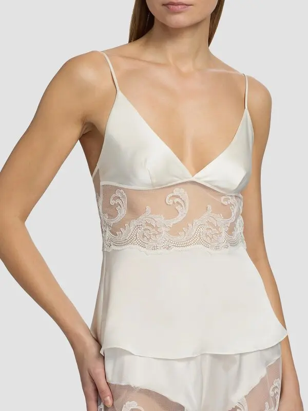 Kiki De Montparnasse Voltaire Lace-embellished Silk Cami