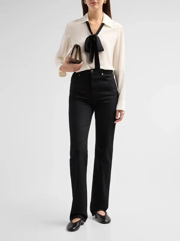 FRAME Contrast Tie Silk Shirt - Cream