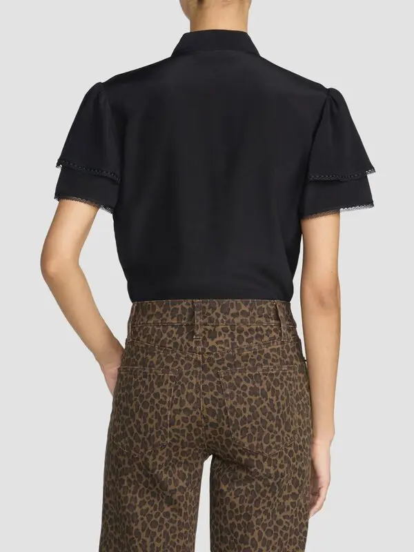 FRAME Arcadia Silk Short-sleeve Top - Black