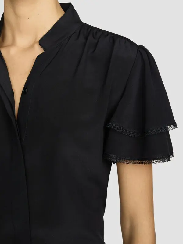 FRAME Arcadia Silk Short-sleeve Top - Black