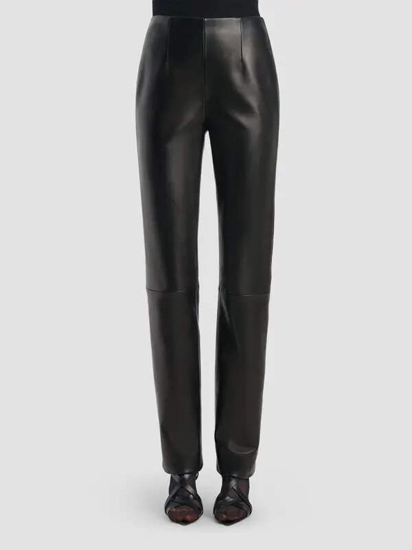 Khaite Ryden Leather High-rise Slim-leg Pants