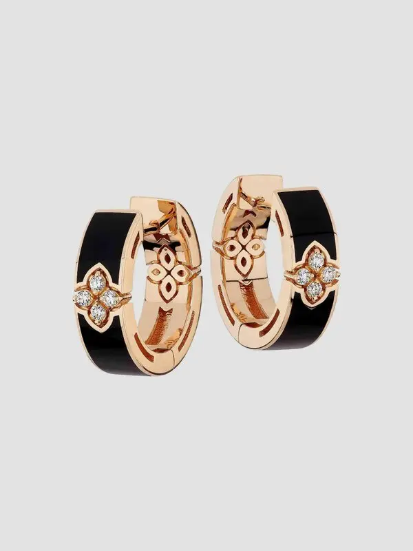Roberto Coin Love In Verona 18k Rose Gold, Enamel & 0.06 Tcw Diamond Hoop Earrings - Black