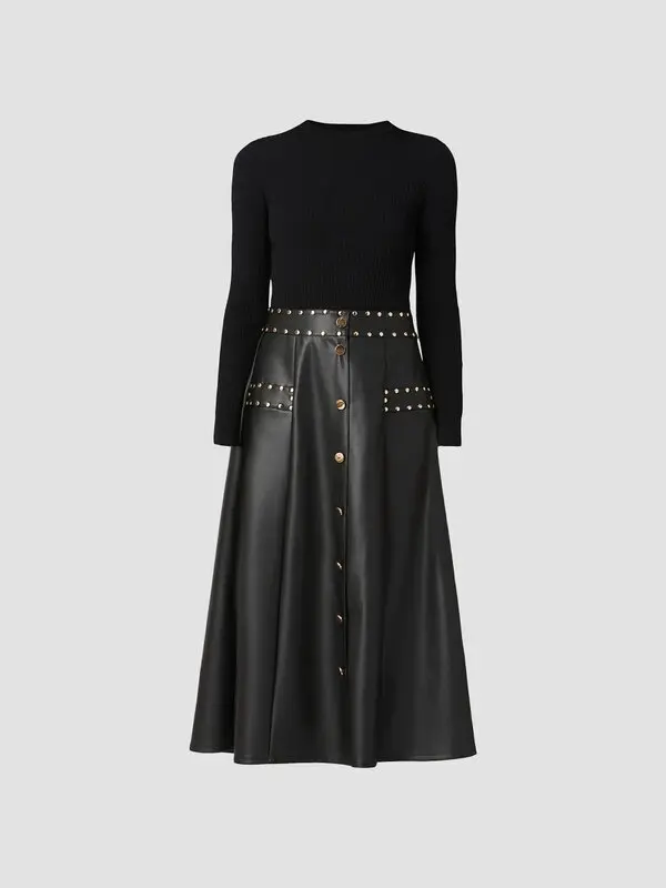 Shoshanna Cleo Mixed-media Midi-dress