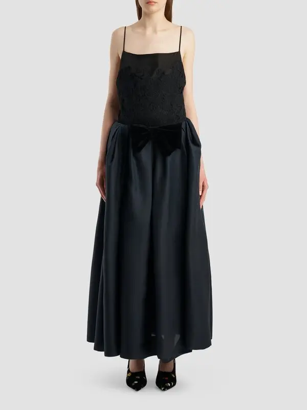 Khaite Adara Pleated Silk Maxi Skirt
