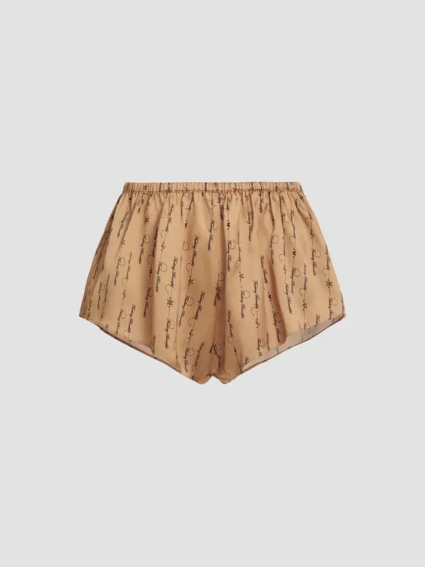 Kiki De Montparnasse Script-printed Silk Lounge Shorts
