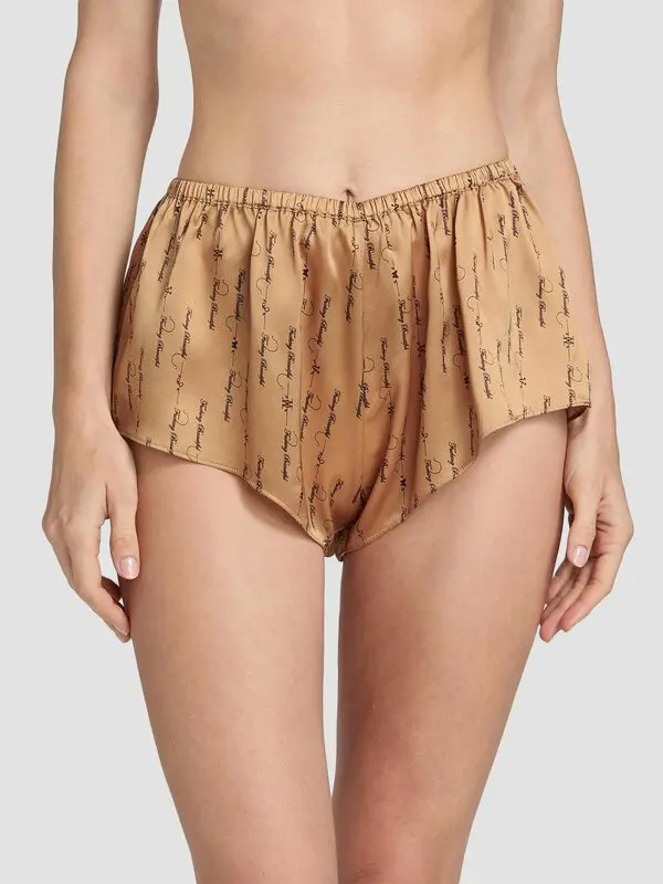 Kiki De Montparnasse Script-printed Silk Lounge Shorts