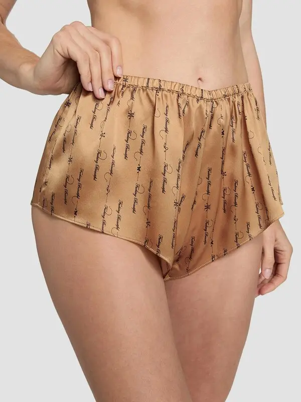 Kiki De Montparnasse Script-printed Silk Lounge Shorts