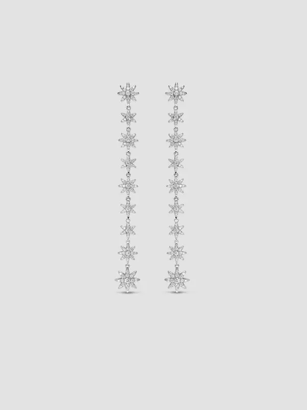 David Yurman Starburst Drop Earrings In 18k White Gold With Diamonds, 70.9mm - Diamond