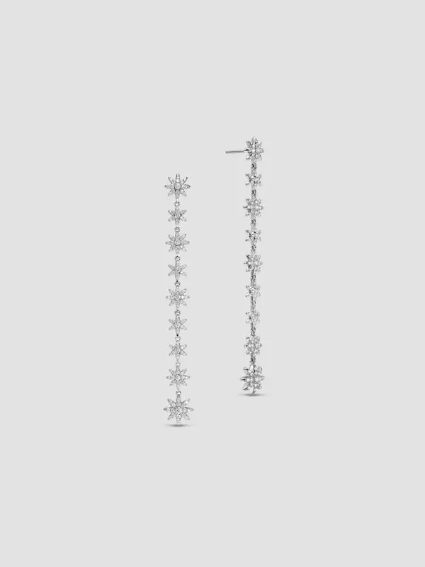 David Yurman Starburst Drop Earrings In 18k White Gold With Diamonds, 70.9mm