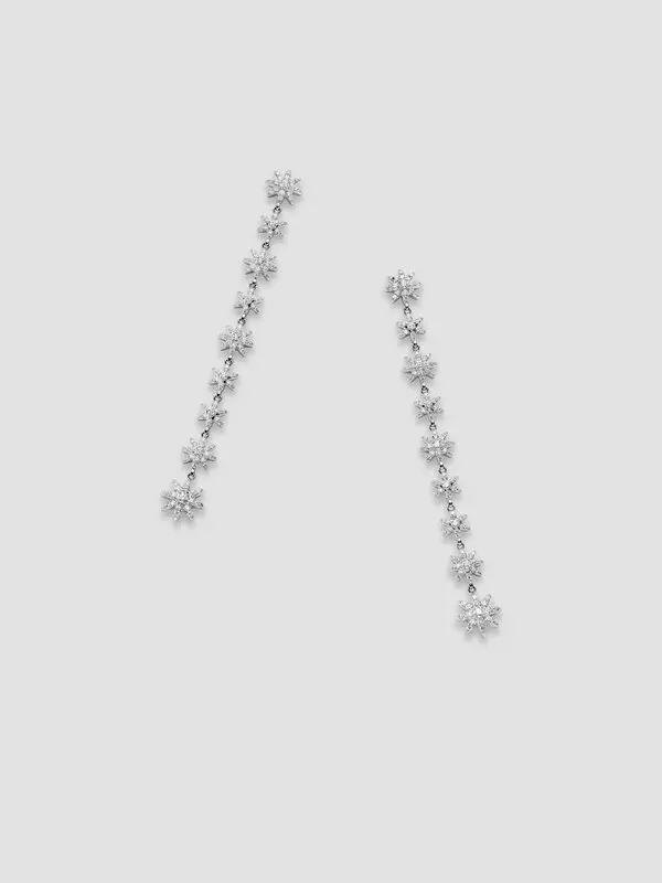 David Yurman Starburst Drop Earrings In 18k White Gold With Diamonds, 70.9mm