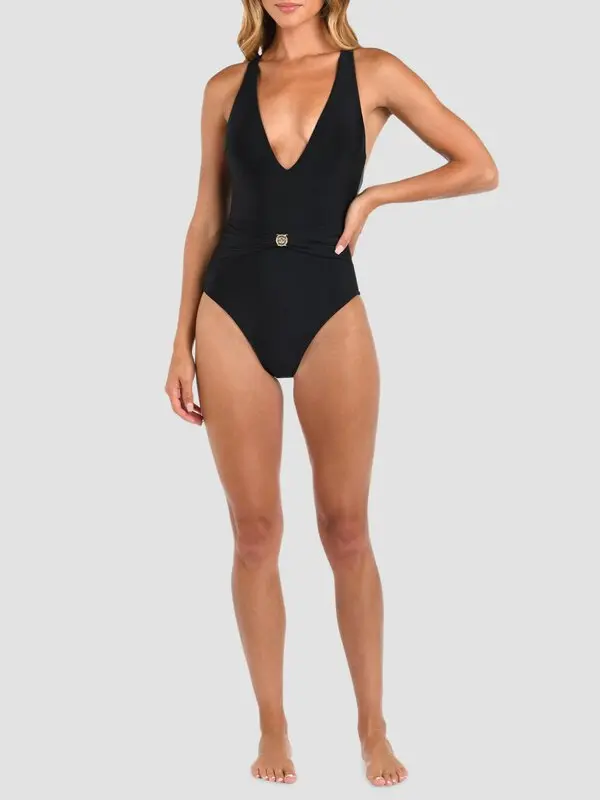 L'Agence Solids Lisa Plunge One-piece Swimsuit