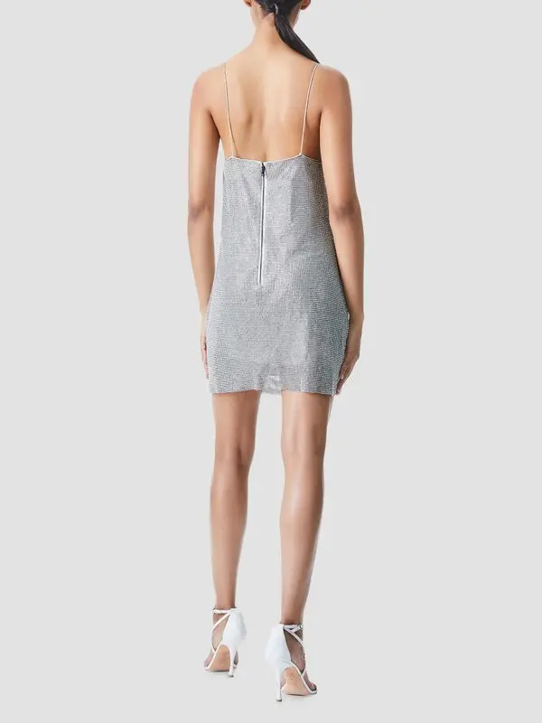 Alice + Olivia Harmony Rhinestoned Slip Minidress