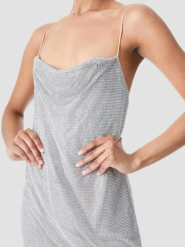 Alice + Olivia Harmony Rhinestoned Slip Minidress
