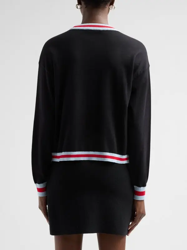 Alice + Olivia Gleeson Embroidered Stretch-cotton Crewneck Sweater
