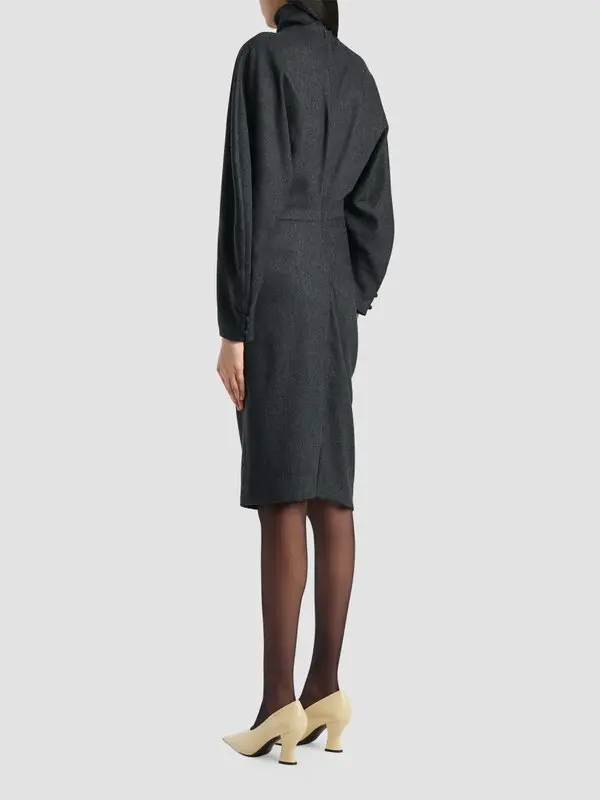 Khaite Harlin Stretch Wool-cashmere Turtleneck Knee-length Dress