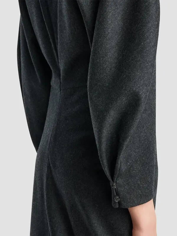 Khaite Harlin Stretch Wool-cashmere Turtleneck Knee-length Dress