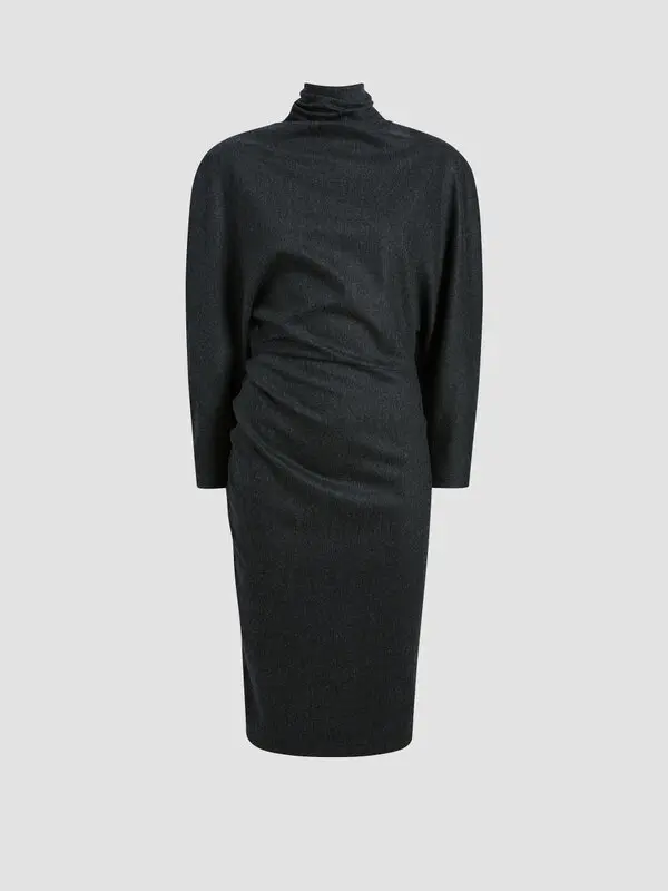 Khaite Harlin Stretch Wool-cashmere Turtleneck Knee-length Dress