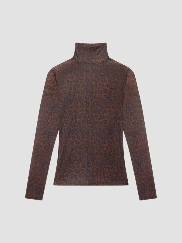 FRAME The Hosiery Leopard Print Sheer Top