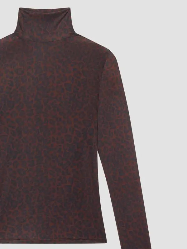 FRAME The Hosiery Leopard Print Sheer Top