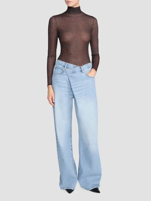 FRAME The Hosiery Leopard Print Sheer Top