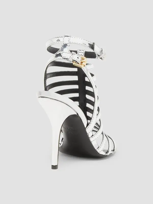 Moschino 100mm Logo Lettering Stiletto Sandals