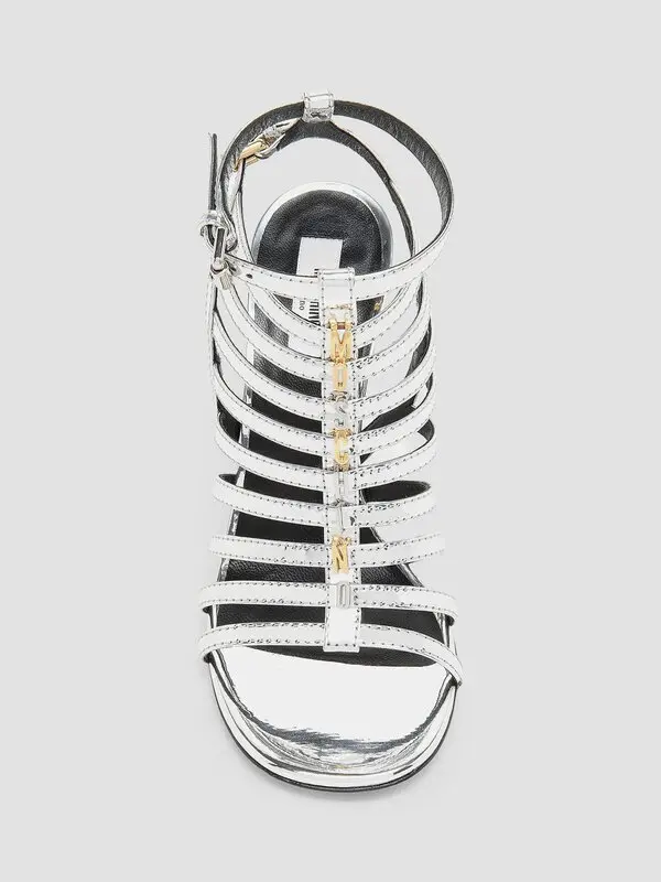 Moschino 100mm Logo Lettering Stiletto Sandals
