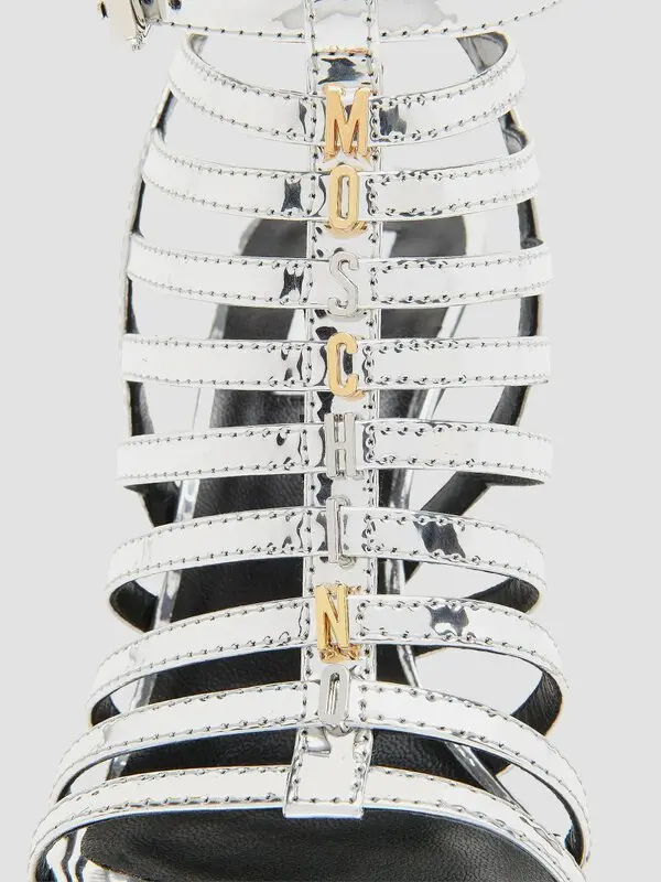 Moschino 100mm Logo Lettering Stiletto Sandals