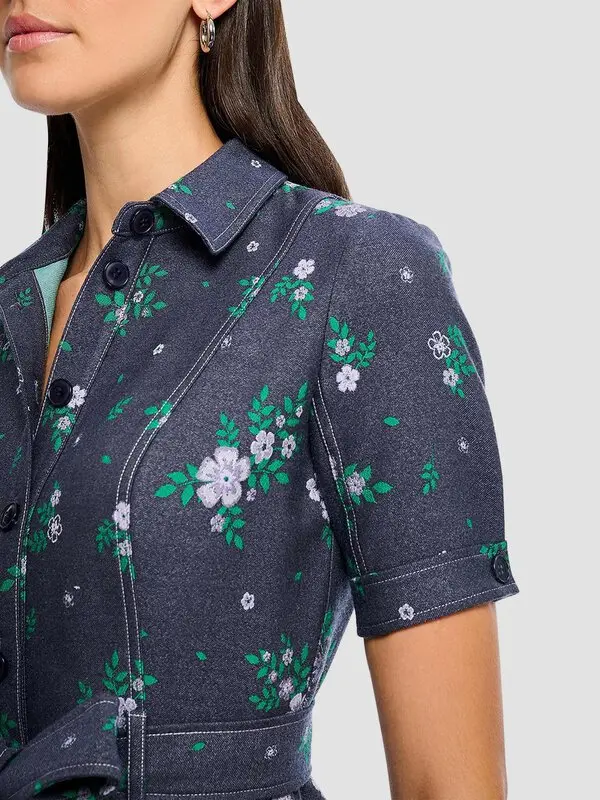 Shoshanna Archie Floral-print Denim Minidress - Blue Pattern
