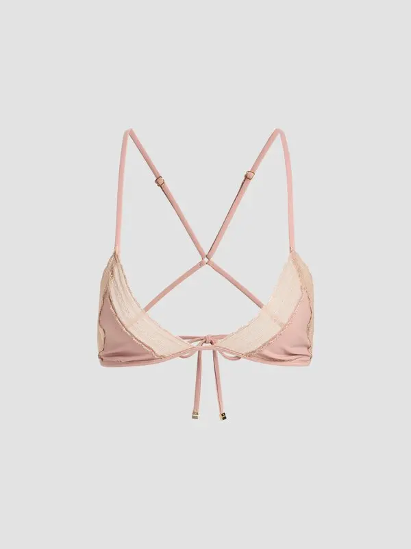 Kiki De Montparnasse Inset Lace String Bikini Top - Buff