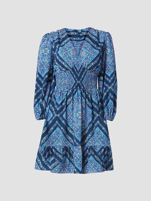 Shoshanna Imogen Smocked Floral-print Empire Minidress