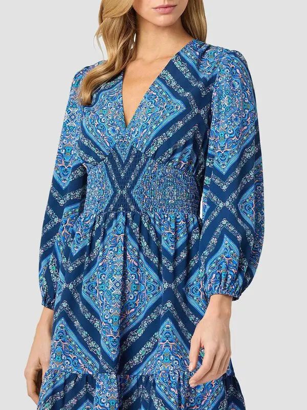 Shoshanna Imogen Smocked Floral-print Empire Minidress