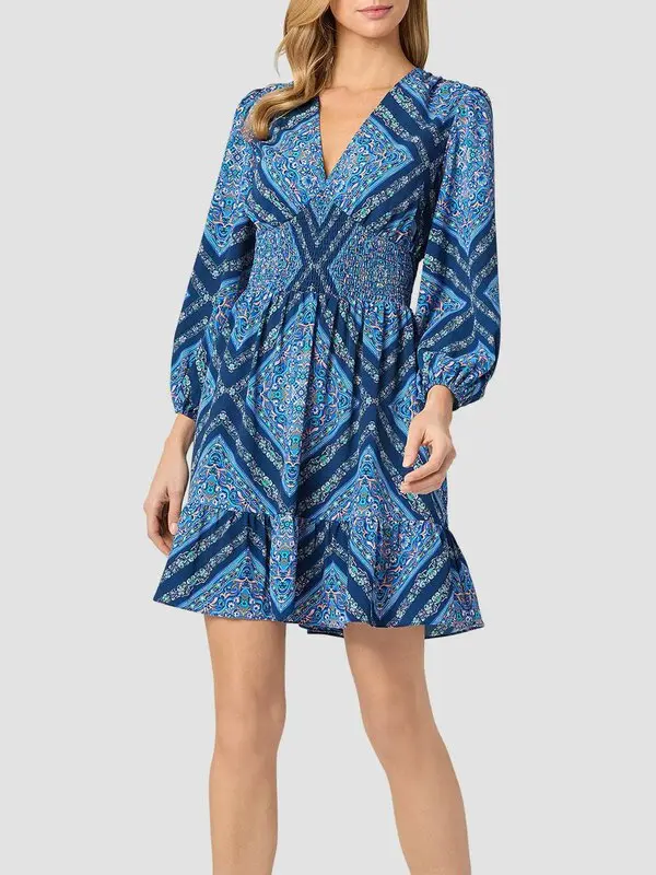 Shoshanna Imogen Smocked Floral-print Empire Minidress