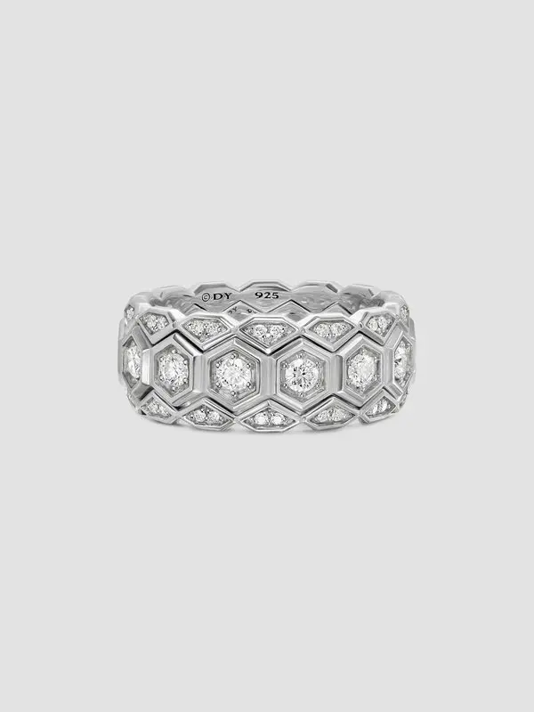 David Yurman Hex Stack Ring In Sterling Silver - Diamond
