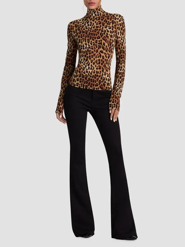 Alice + Olivia Delaina Leopard-print Turtleneck Top